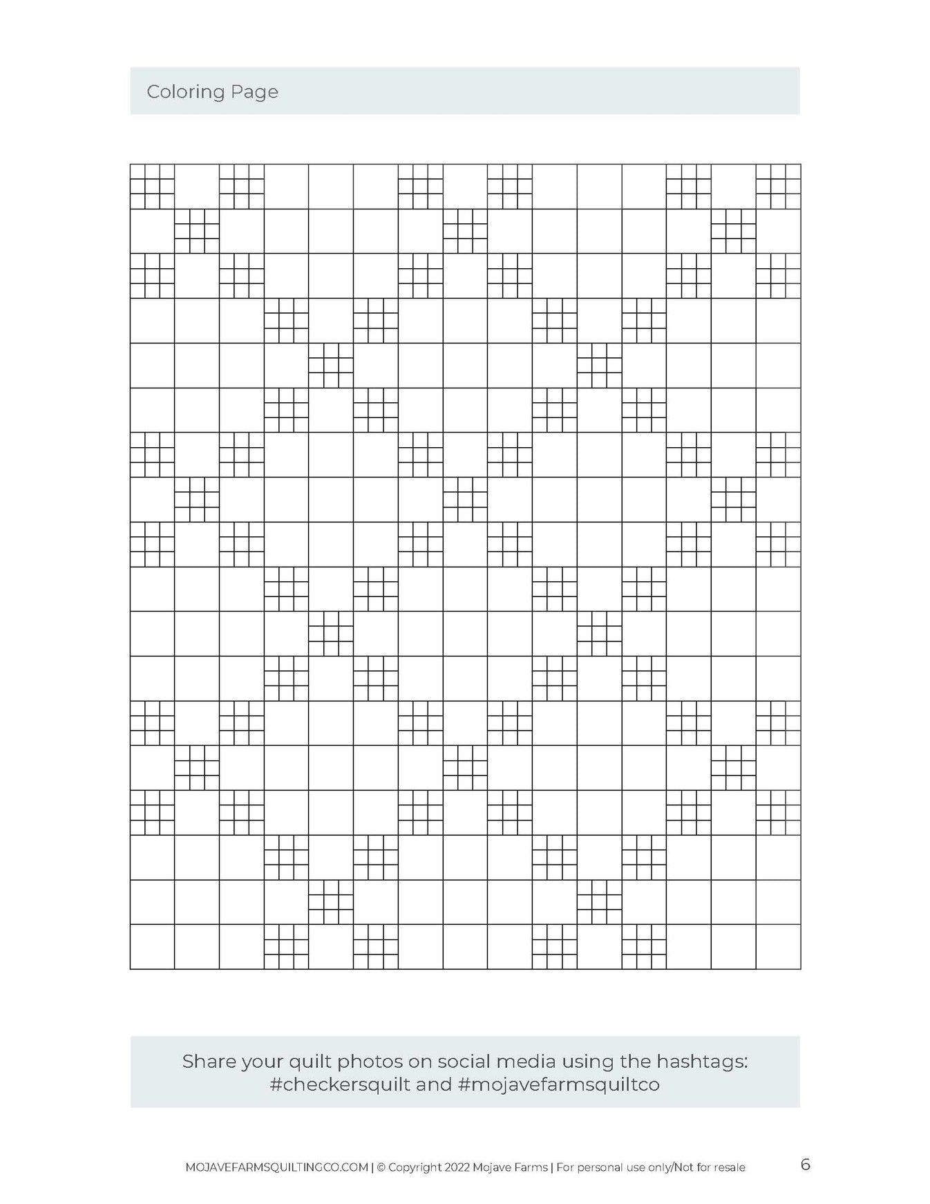 Checkers Quilt Coloring Page – MOJAVE FARMS QUILT CO.