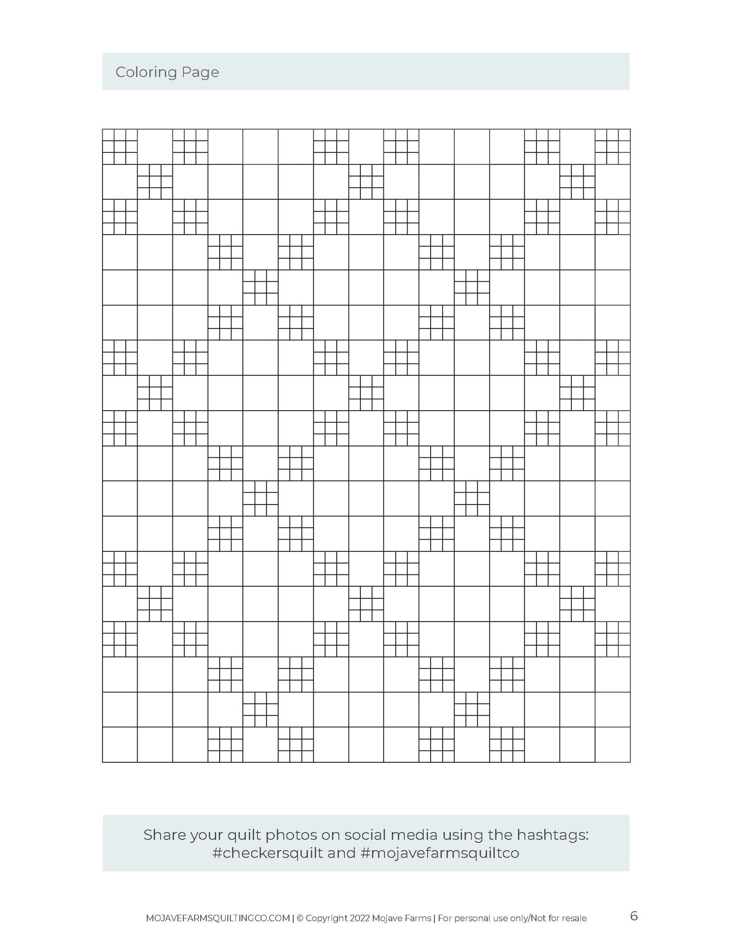 Checkers Quilt Coloring Page – MOJAVE FARMS QUILT CO.