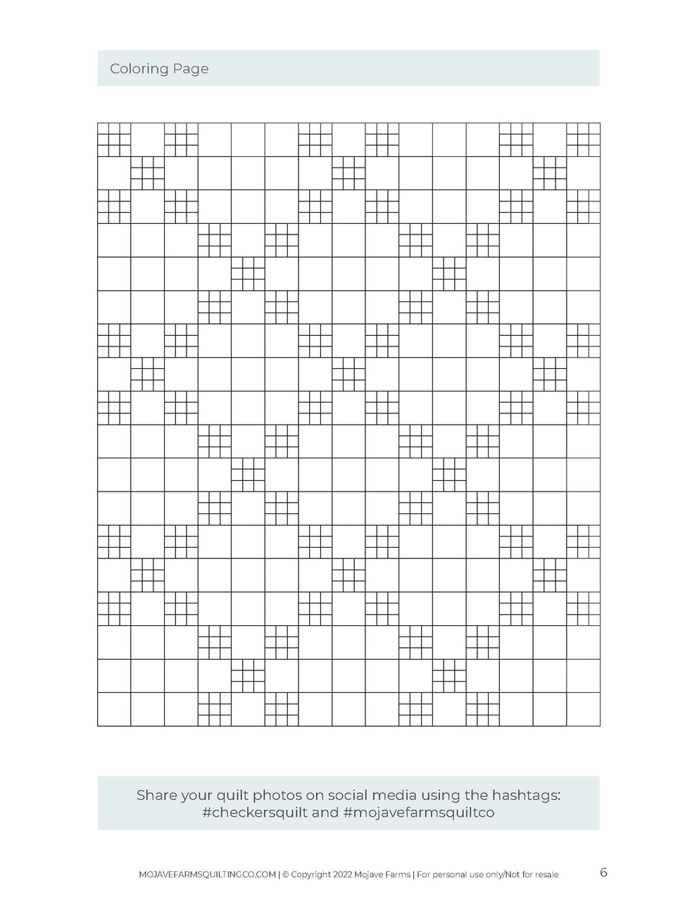 Checkers Quilt Coloring Page – MOJAVE FARMS QUILT CO.