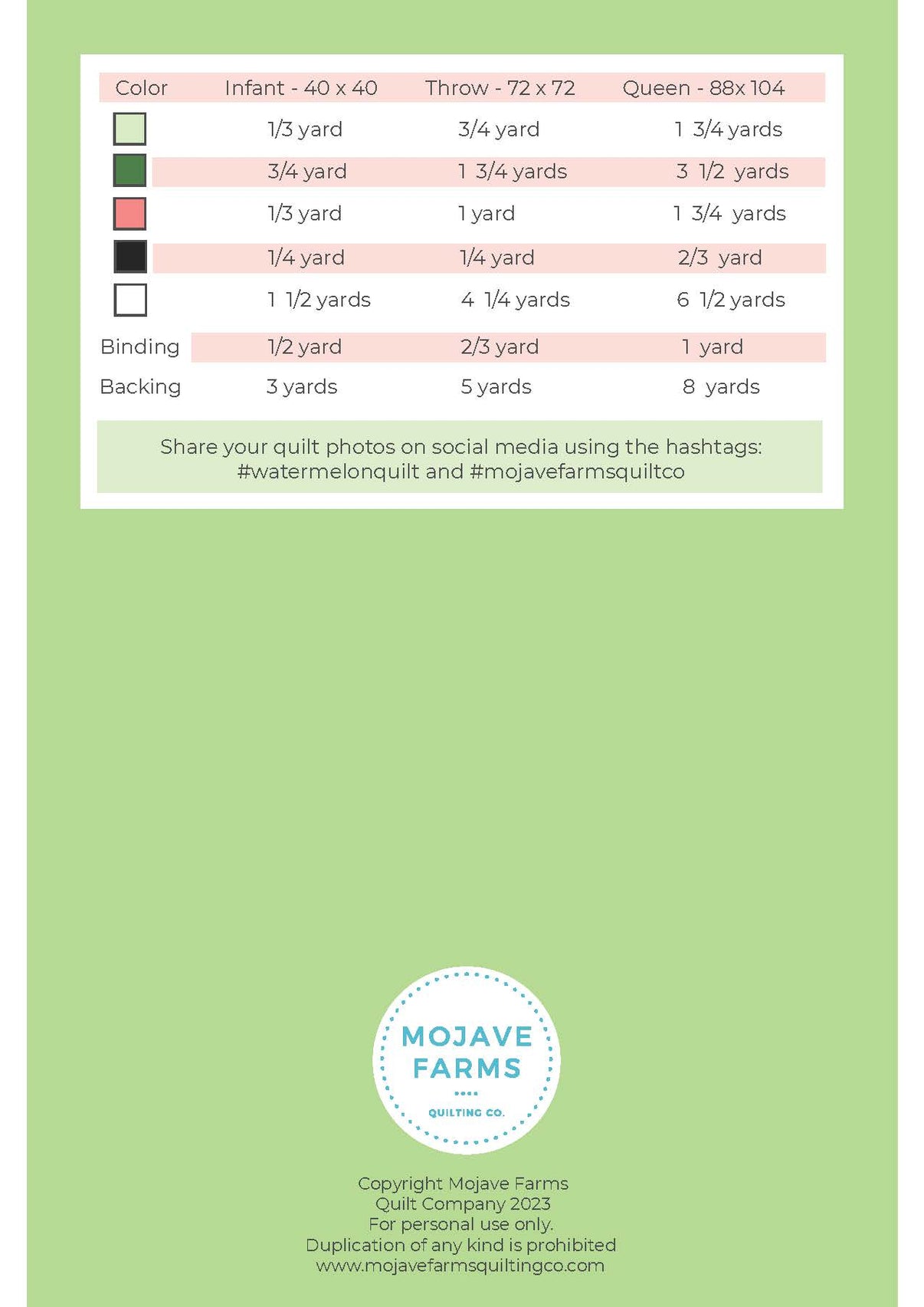 Watermelon Quilt Pattern - PDF Download – MOJAVE FARMS QUILT CO.